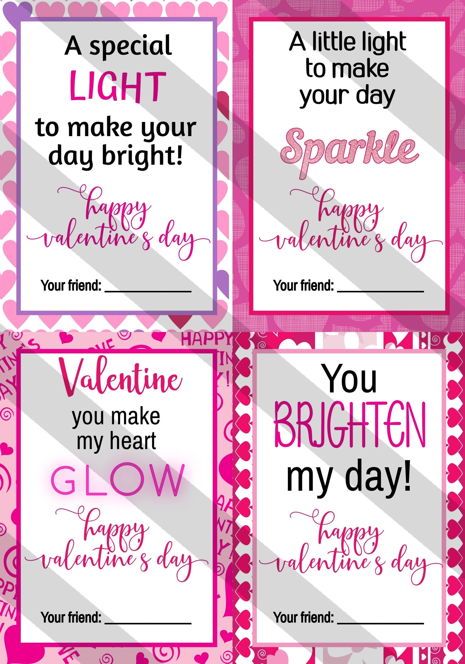 Valentine's Day Glow Stick Tags Glow Stick Favor Tags - Etsy