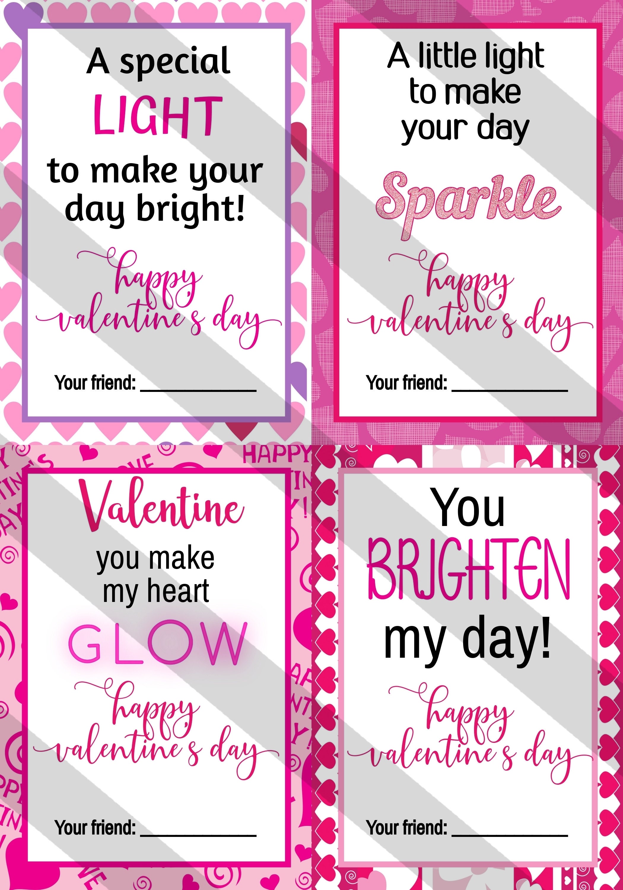 Valentine's Day Glow Stick Tags Glow Stick Favor Tags - Etsy