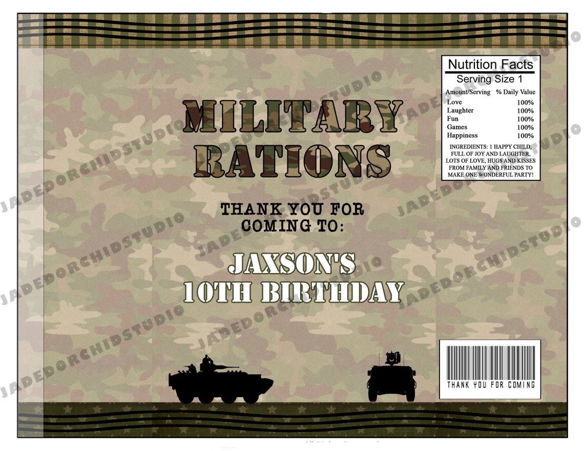 Military Chip Bag Label Printable Army Birthday Chip Bag - Etsy