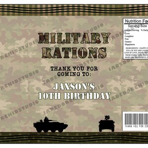 Military Chip Bag Label Printable Army Birthday Chip Bag - Etsy