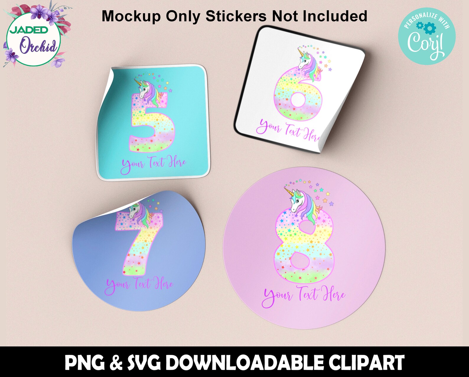 Printable Unicorn Clipart Numbers Editable Unicorn Numbers - Etsy