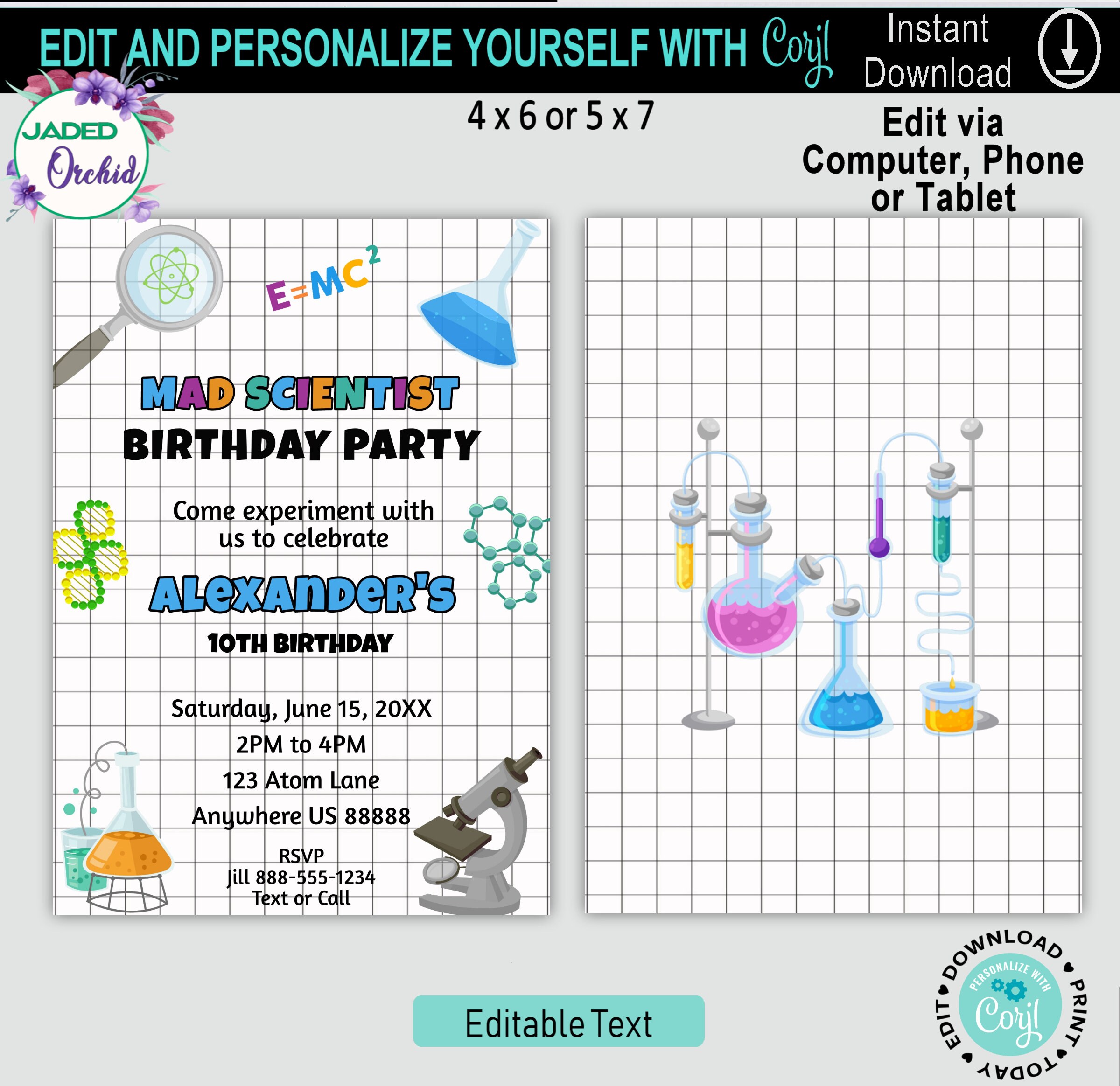 Mad Scientist Birthday Party Invitation Science Birthday - Etsy