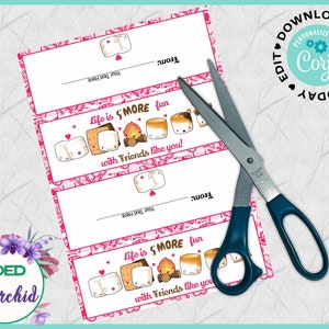 Smores Valentine's Day Bag Toppers, Personalized Treat Bag Toppers ...