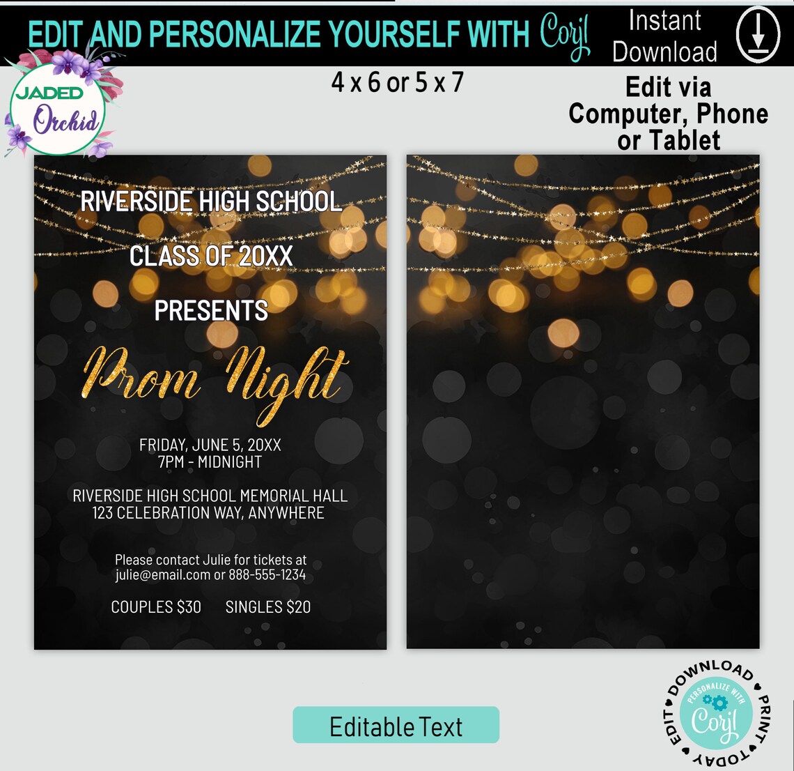 Black A Night Under the Stars Prom Invitation Senior Prom - Etsy