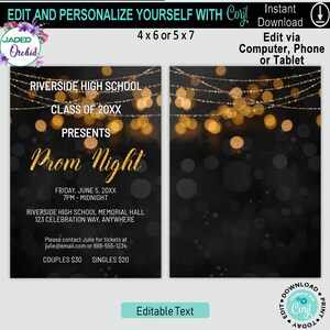Black A Night Under the Stars Prom Invitation, Senior Prom Invite ...