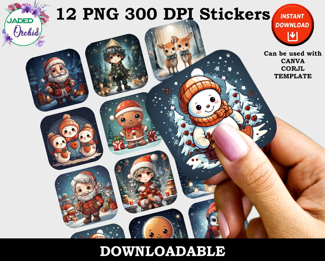 Printable Fun Christmas Stickers, Cute Holiday Stickers, Digital PNG ...