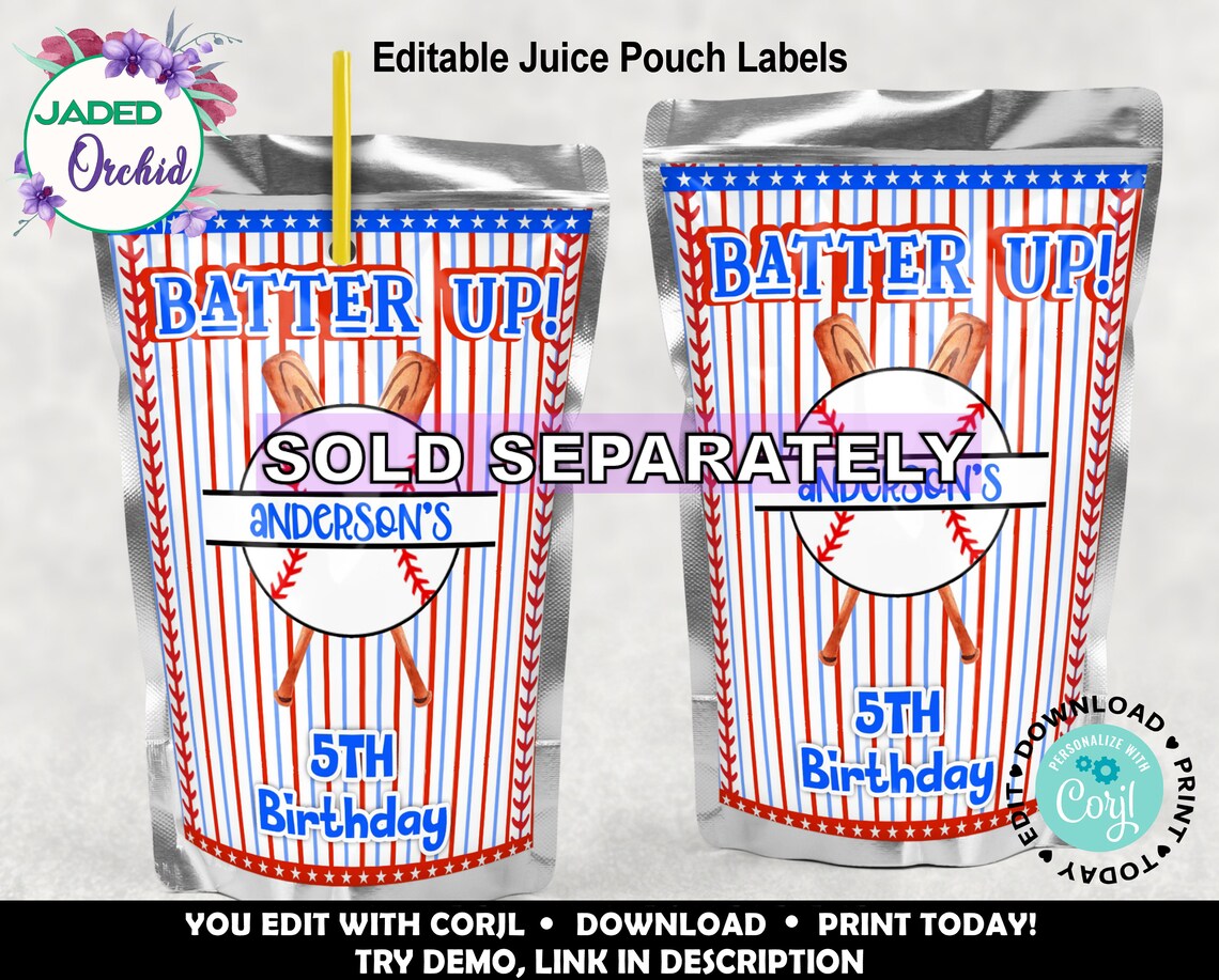 Baseball Chip Bag Label Printable Baseball Chip Label - Etsy