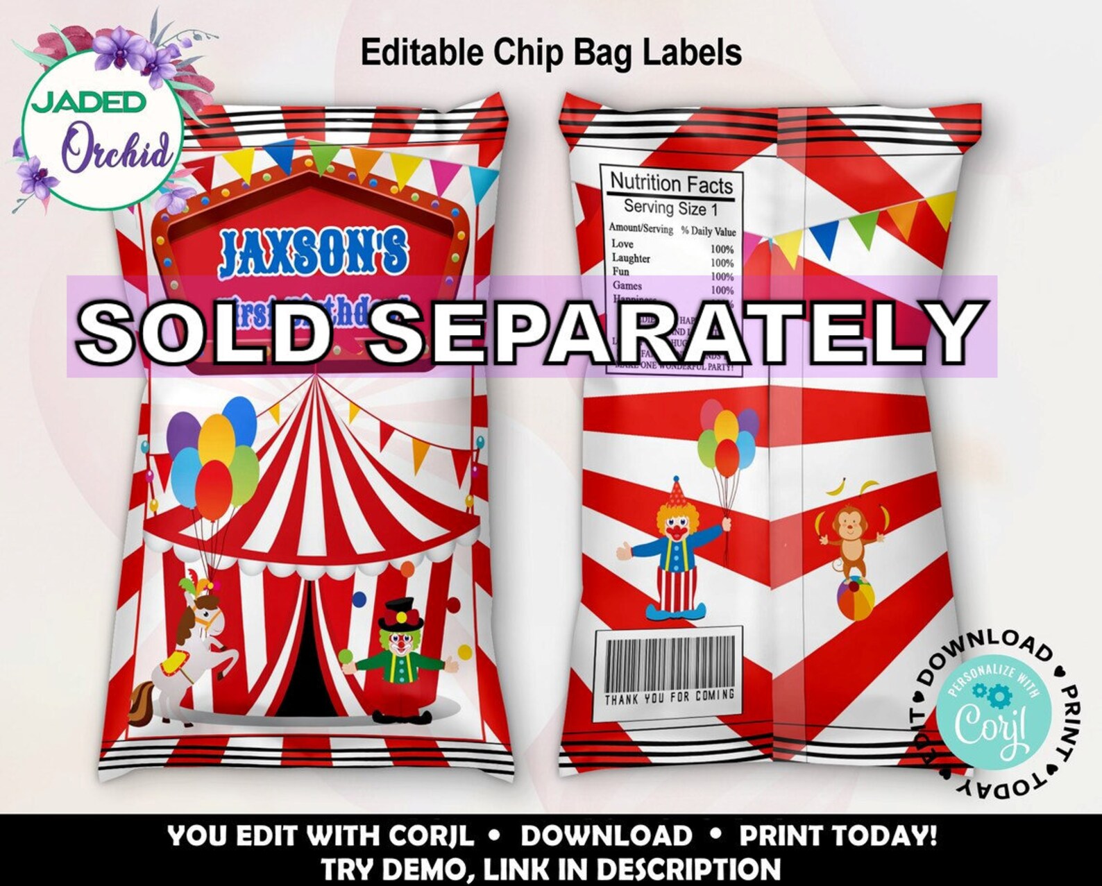 Printable Carnival Birthday Party Gift Tags Circus Themed - Etsy