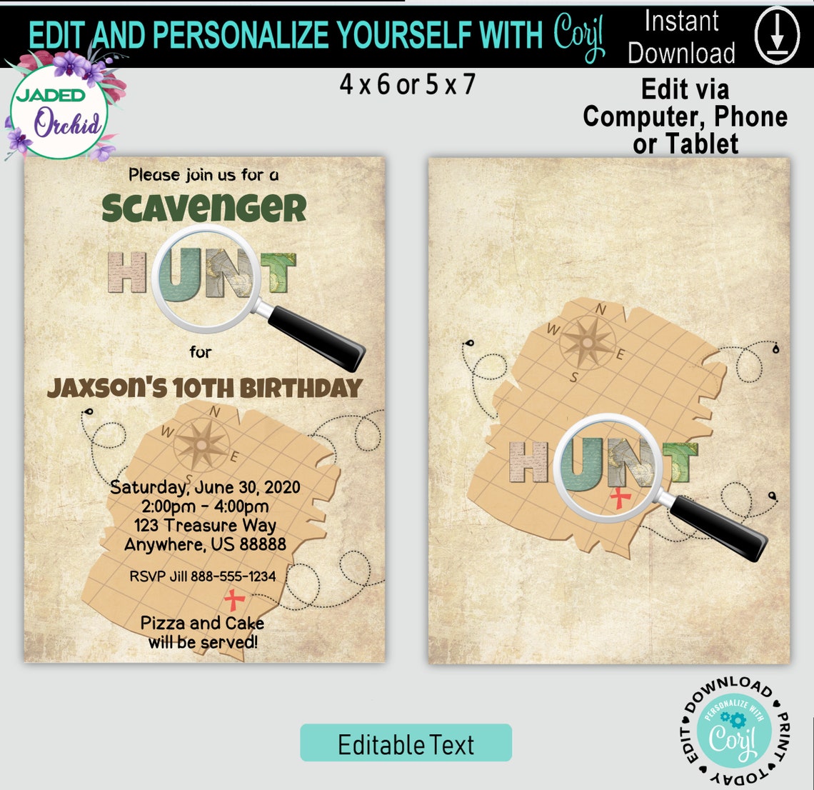 Geocaching Birthday Party Scavenger Hunt Birthday Invitation - Etsy