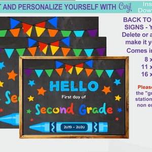 Boys Second Grade Back to School Sign, First Day of Second Grade ...