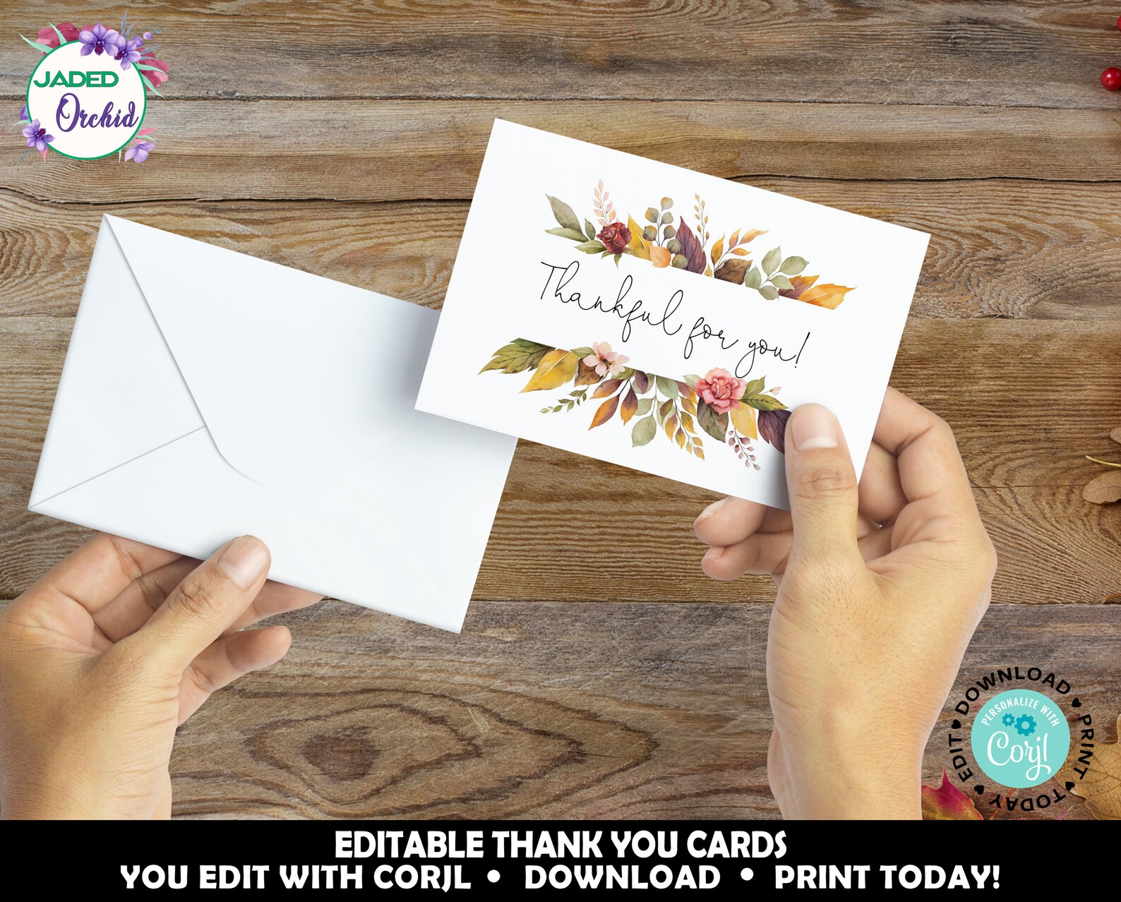 Editable Thanksgiving Thank You Card Personalized | Etsy
