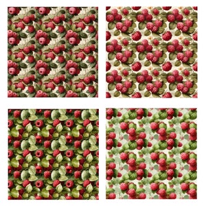 Printable Raspberry Digital Paper, Seamless Raspberry Pattern Paper ...