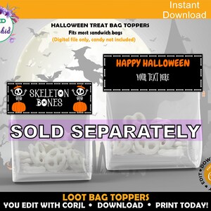 Skeleton Halloween Party Favor, Halloween Chip Bag Labels, Printable ...
