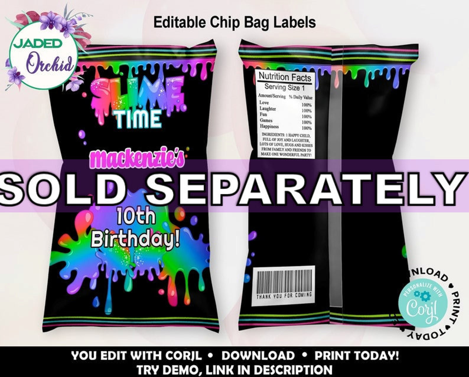 Printable Girls Slime Party Favor Slime Water Bottle Labels - Etsy