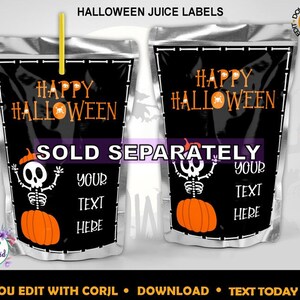 Skeleton Halloween Party Favor, Halloween Chip Bag Labels, Printable ...