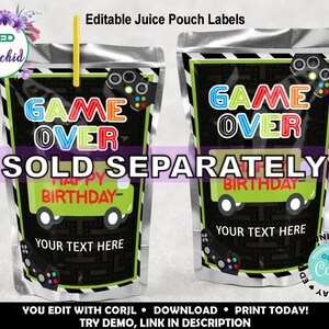 Video Gamer Party Favor, Game Truck Microwave Popcorn Wrapper Label ...