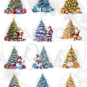 Christmas Tree Sticker, Print and Cut Digital PNG Holiday Sticker ...