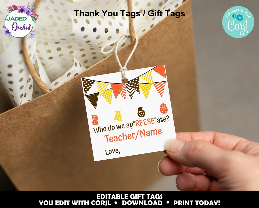 Teacher's Appreciation Gift Tags, Teachers Thank You, Thank You Teacher ...