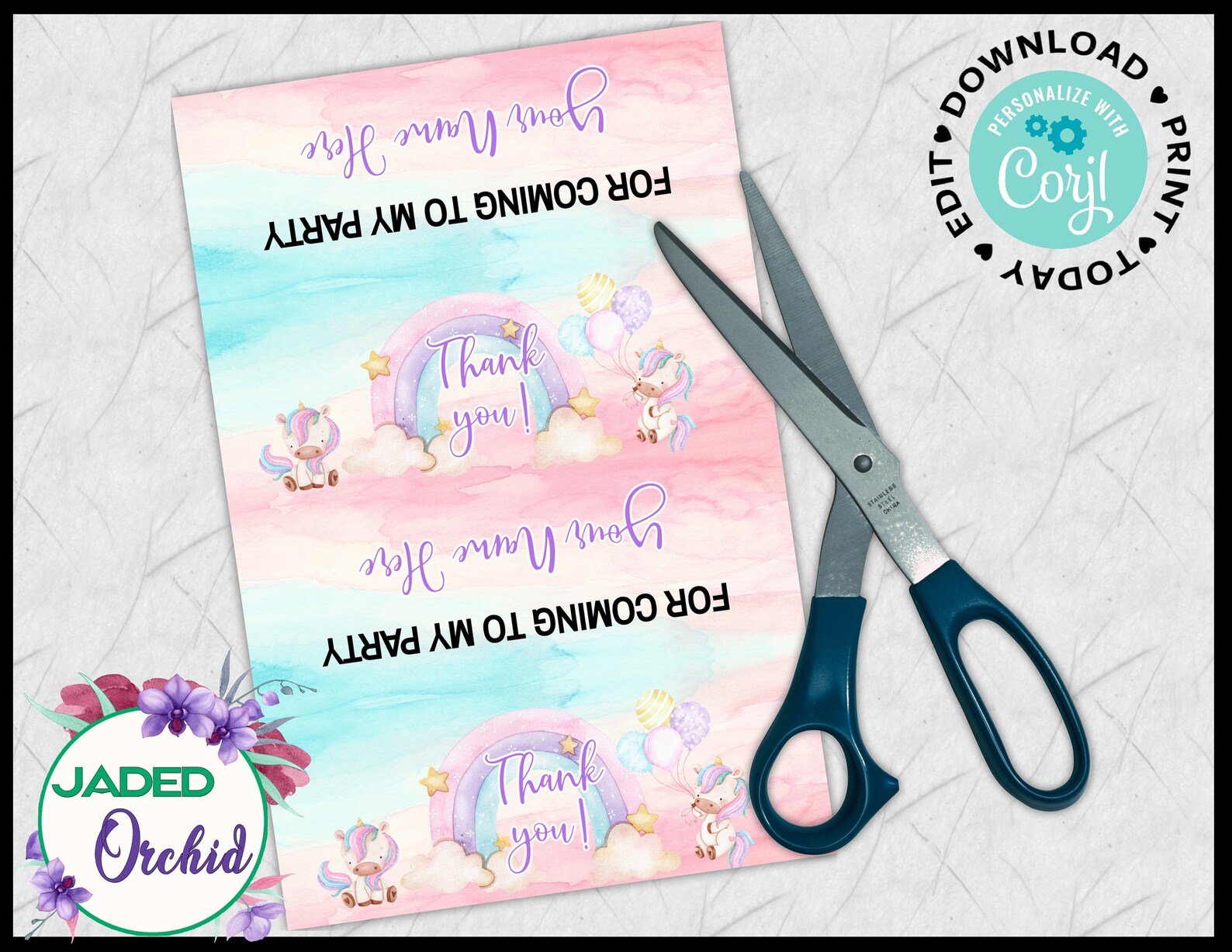 Printable Unicorn Birthday Bag Toppers Editable Unicorn | Etsy