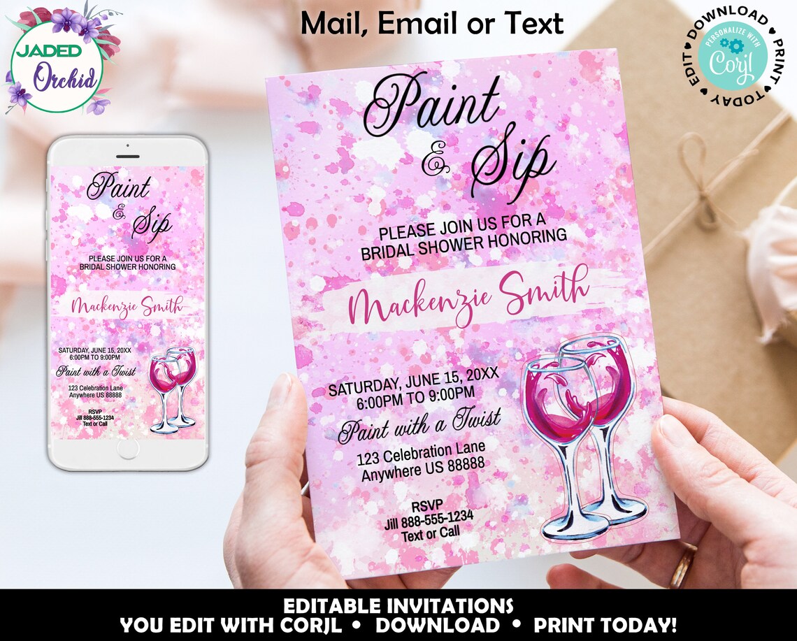 paint-and-sip-wedding-shower-invitation-paint-and-sip-bridal-etsy