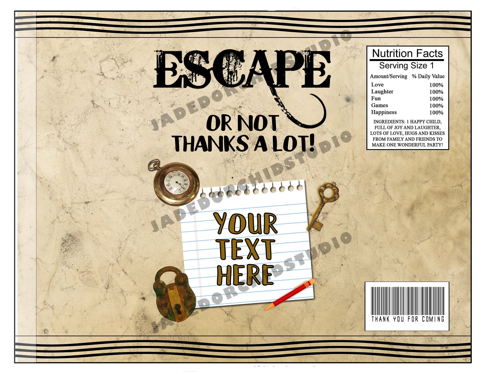 Escape Room Birthday Chip Bag Label Escape Room Label - Etsy