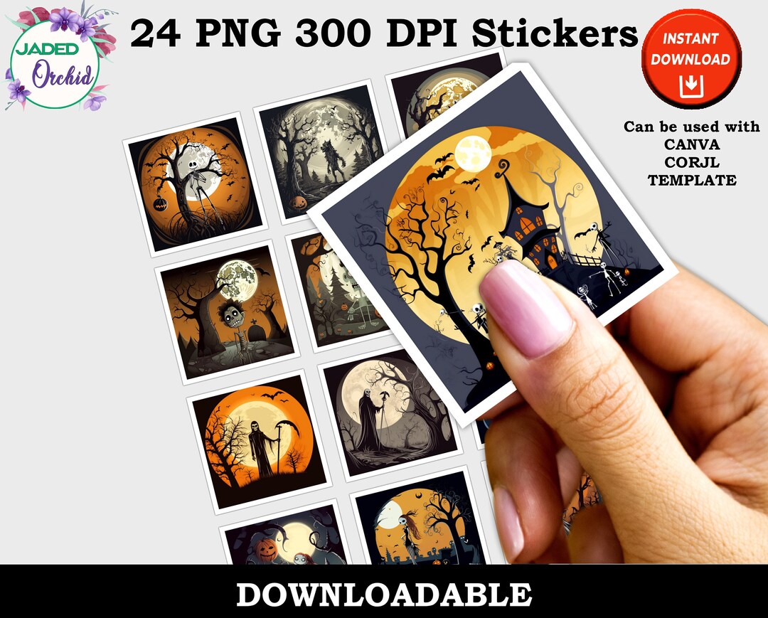 Scary Halloween Illustration Stickers, Spooky 24 Halloween Sticker Pack ...