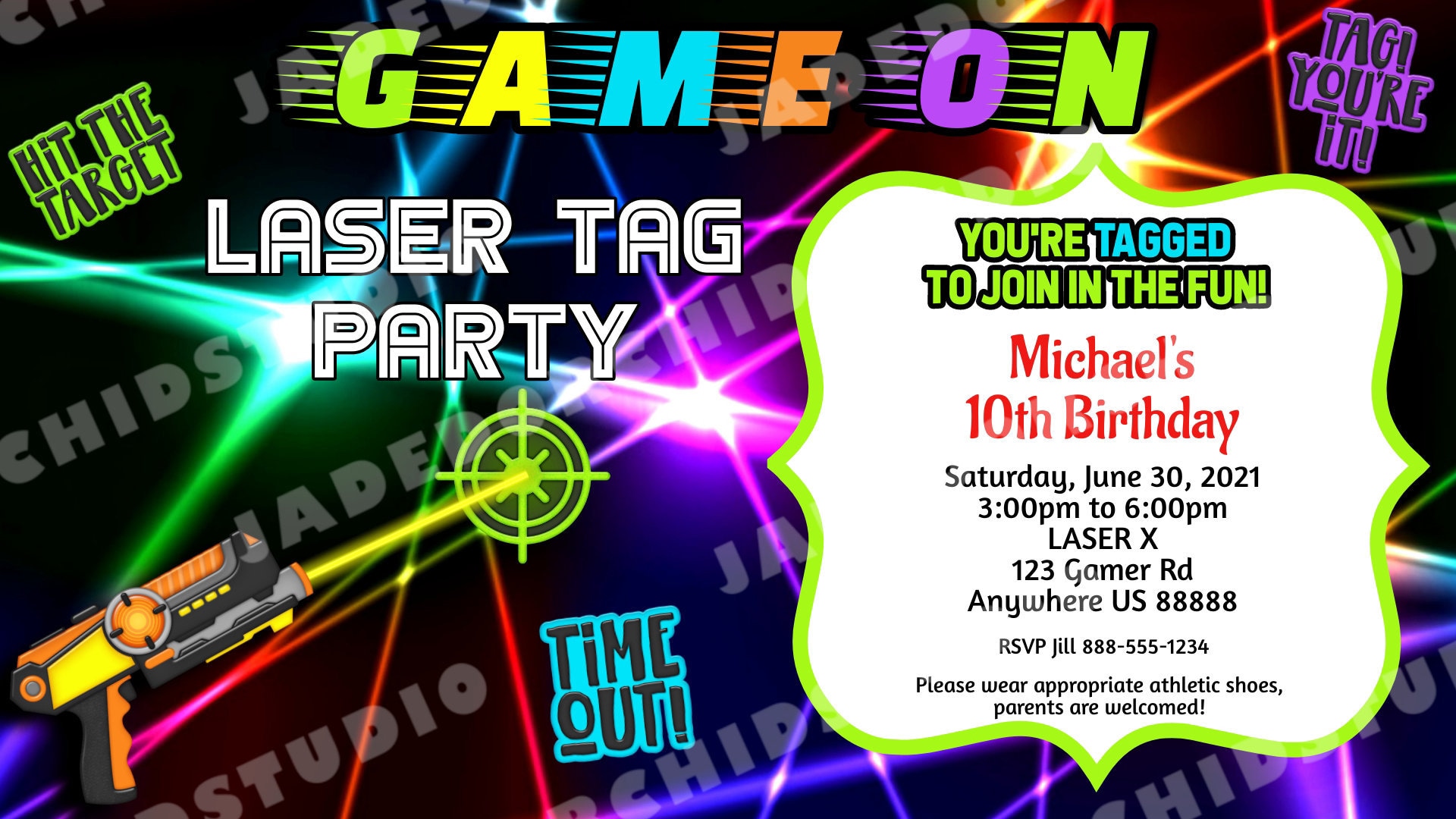 Laser Tag Birthday Party Invitation Printable Laser Tag - Etsy