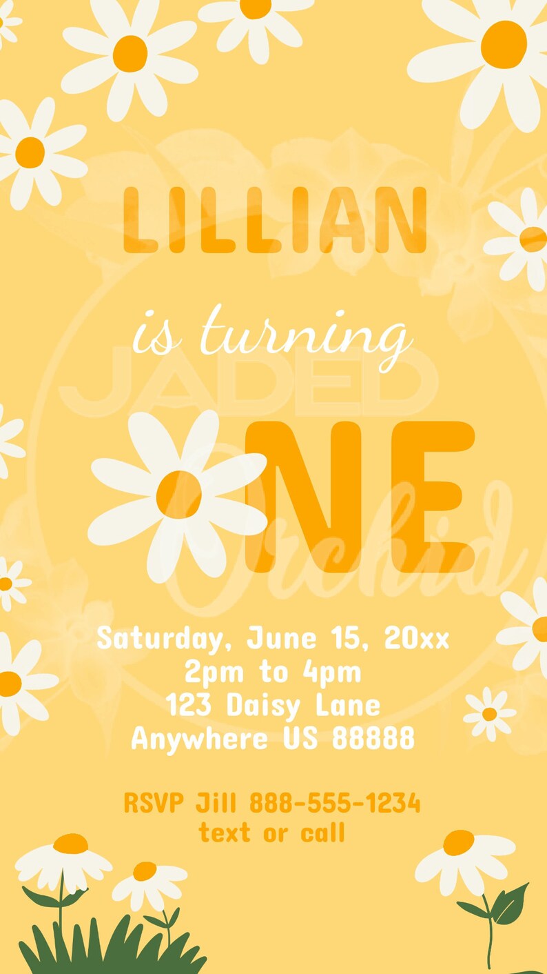 Editable Daisy First Birthday Invitation Retro Daisy Birthday - Etsy