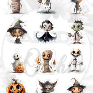 Printable Halloween Character Stickers, Halloween Pfunny Spooky Print ...