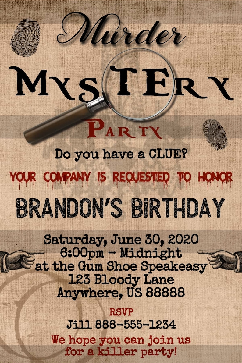 Murder Mystery Party Invitation Murder Mystery Birthday | Etsy Murder Mystery Party Invitation Murder Mystery Birthday | Etsy