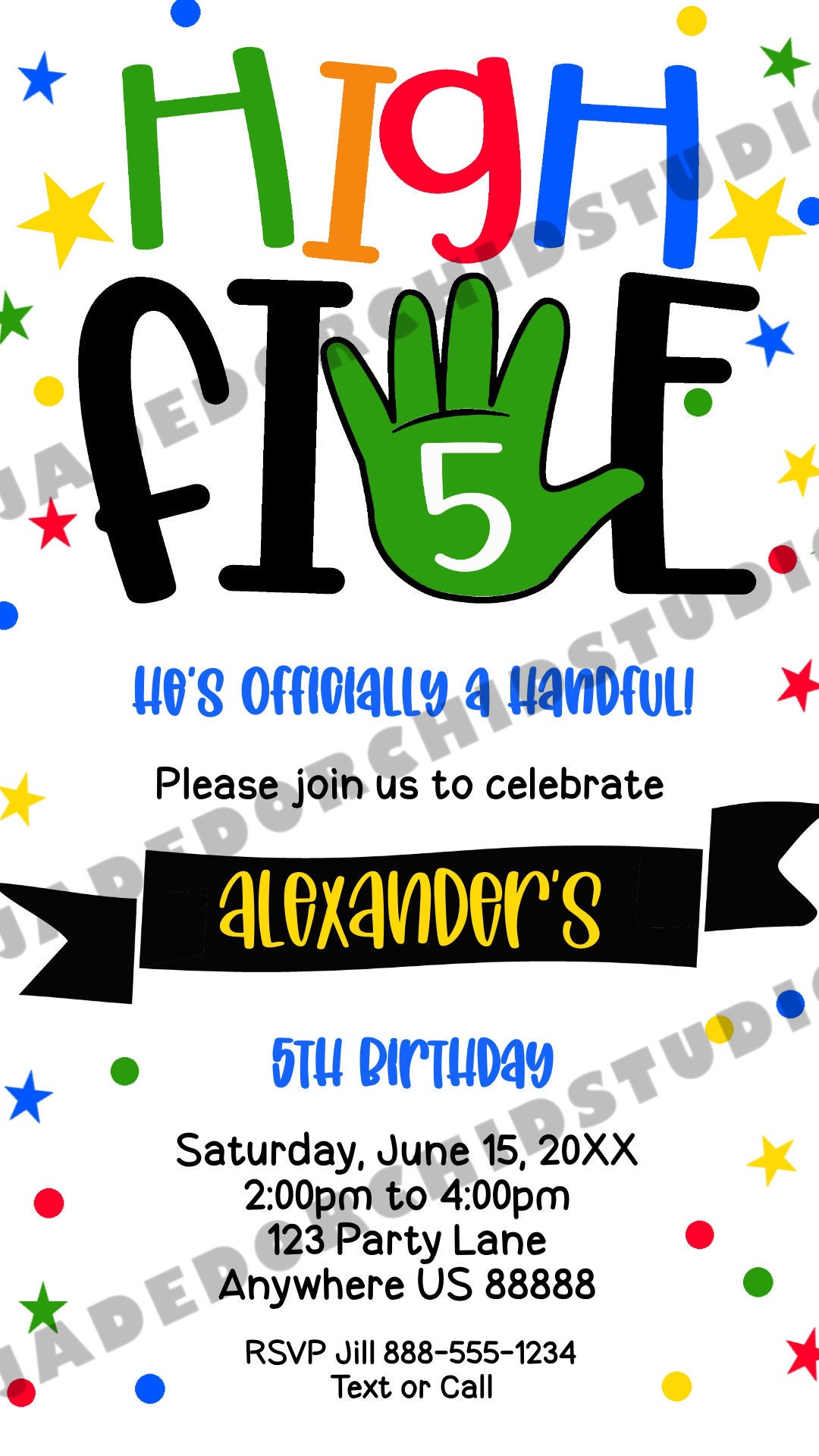 Printable High Five Birthday Invitation Boys 5th Birthday | Etsy Canada