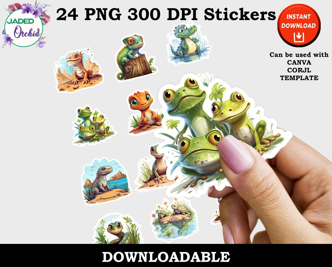 Boys Reptile Stickers, Frogs, Crocodile, Snake Print and Cut Digital ...