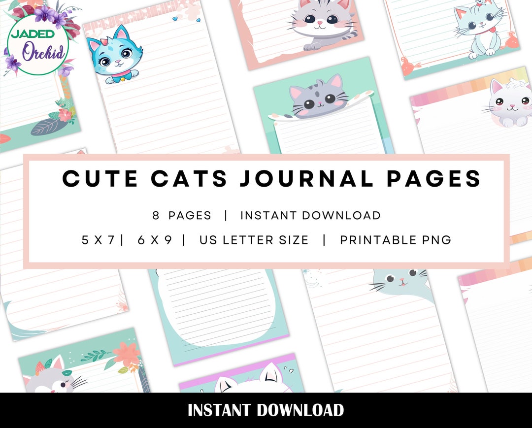 Kitten Journal Pages, Junk Journal Pages, Stationary Paper, Cat Journal ...