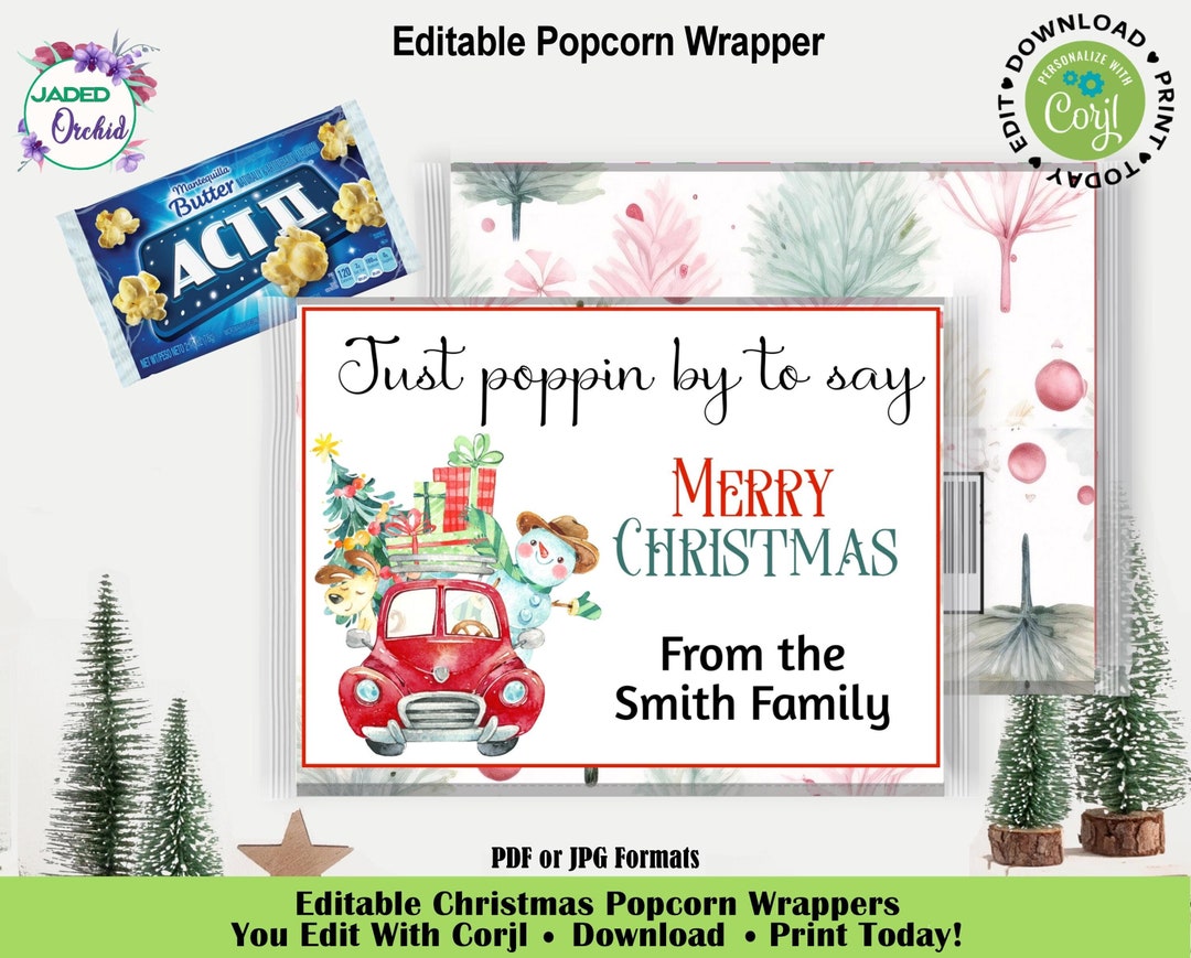 Holiday Truck Popcorn Wrapper, Christmas Truck Popcorn Wrapper ...
