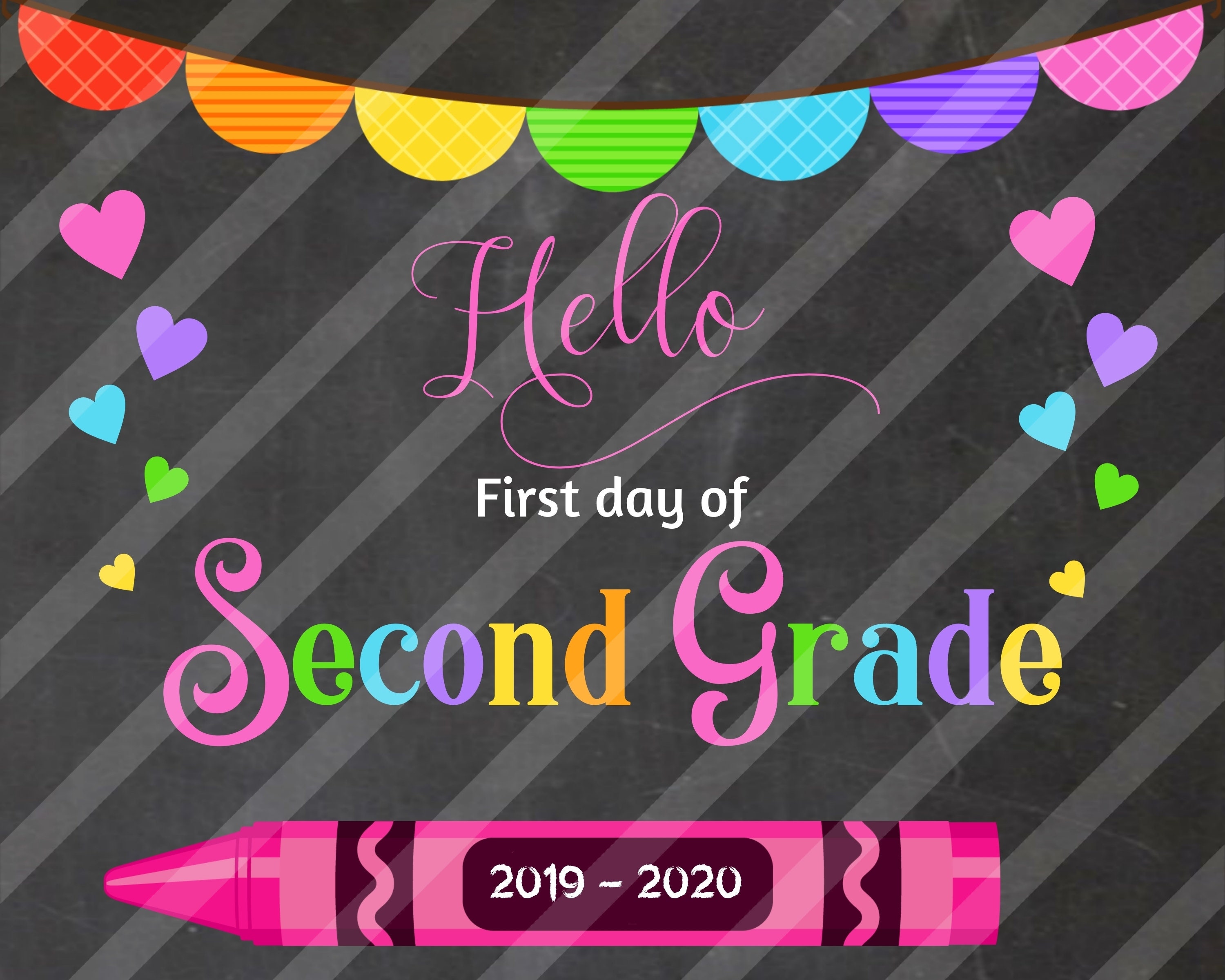 EDIT Hello Second Grade Sign First Day of Second Grade - Etsy
