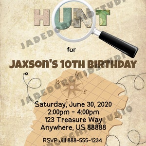 Geocaching Birthday Party Scavenger Hunt Birthday Invitation ...
