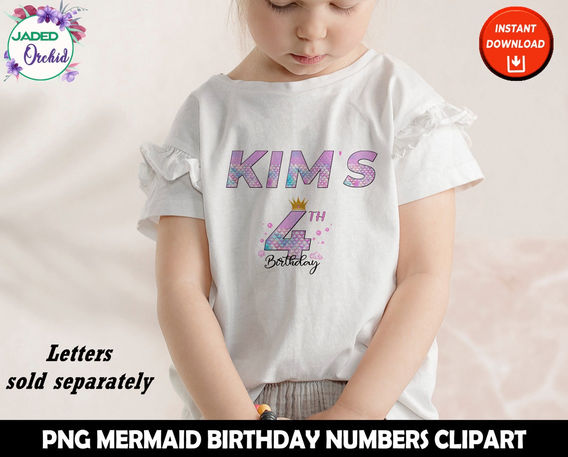 Mermaid Inspired Pink Birthday Numbers Clipart Pink Mermaid - Etsy