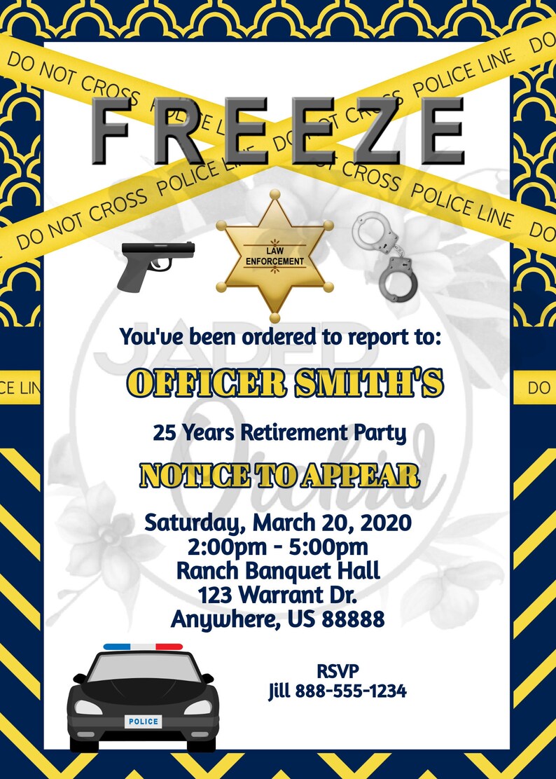 Police Officer Retirement Party Invite Printable Police | Etsy