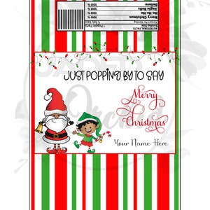 Dark Skin Santa Popcorn Wrapper Party Favor, Christmas Popcorn Wrapper ...