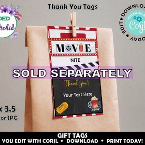 Printable Movie Night Microwave Popcorn Wrapper Label, Movie Nite Party ...