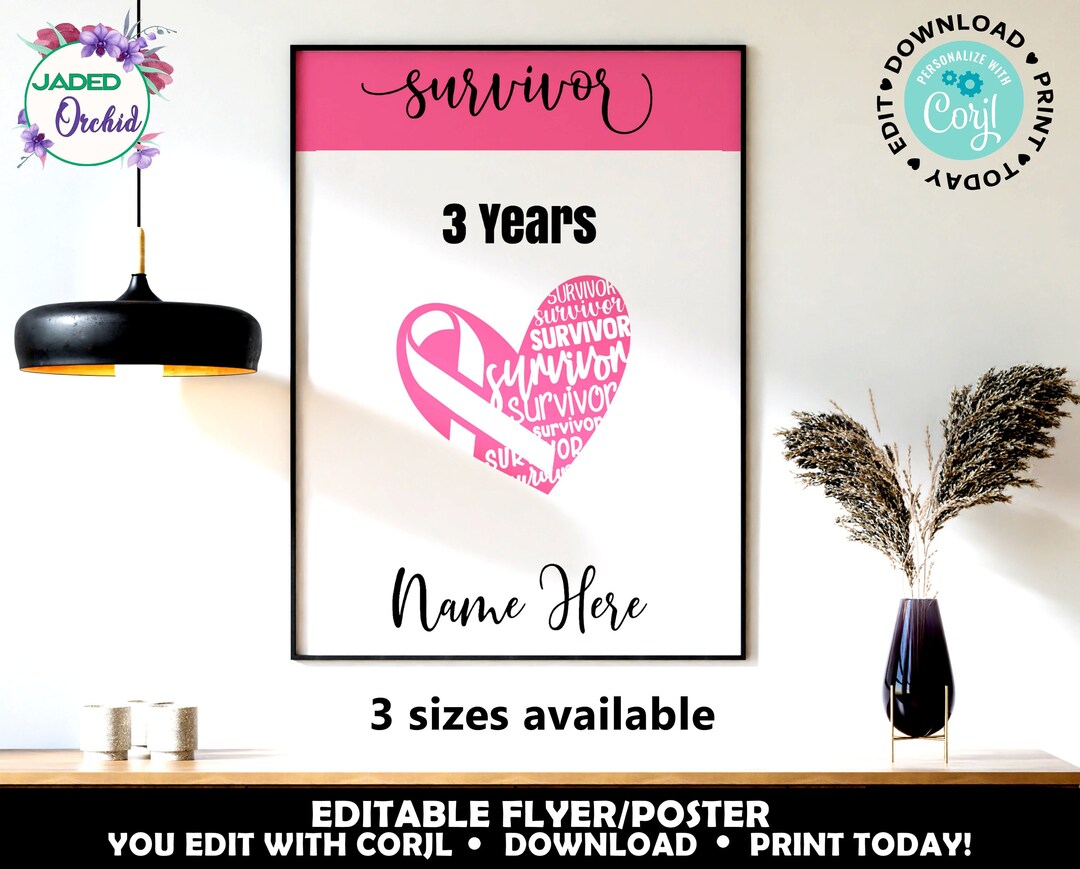 EDITABLE Cancer Awareness Sign Printable Cancer Survivor Poster Cancer ...