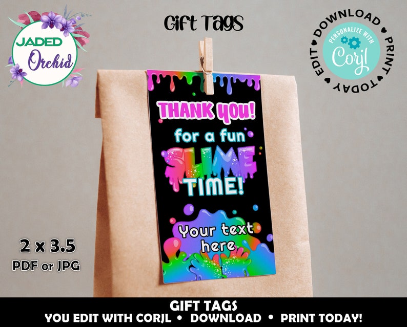 Printable Girls Slime Birthday Party Slime Gift Tags Slime | Etsy