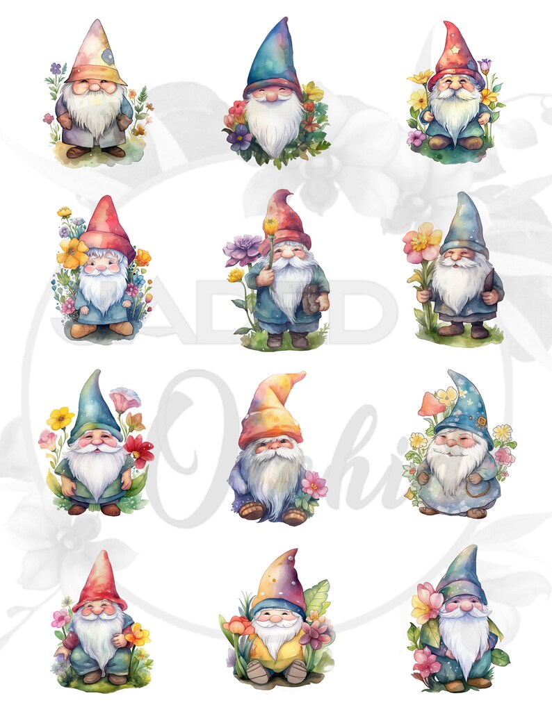 Enchanted Gnome Stickers Garden Gnomes Print and Cut Digital - Etsy
