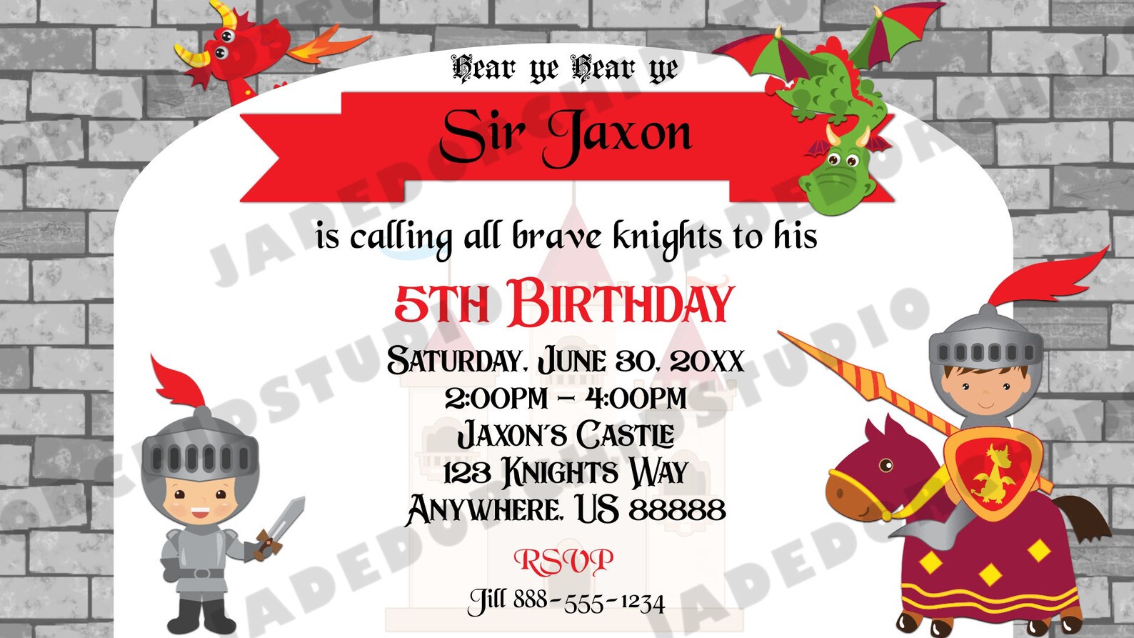 Printable Knights and Dragons Party Invitation Medieval - Etsy