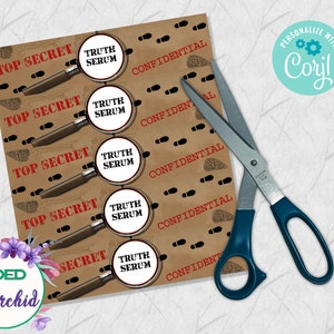 Secret Agent Water Bottle Labels , Detective Bottle Label, Spy Water ...