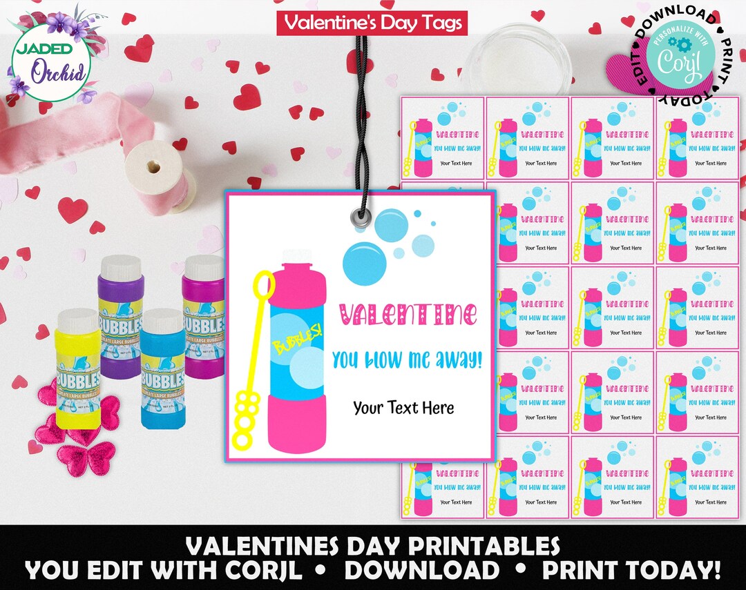 Printable Kids Bubble Valentines Day Card, Valentine's Day Card ...