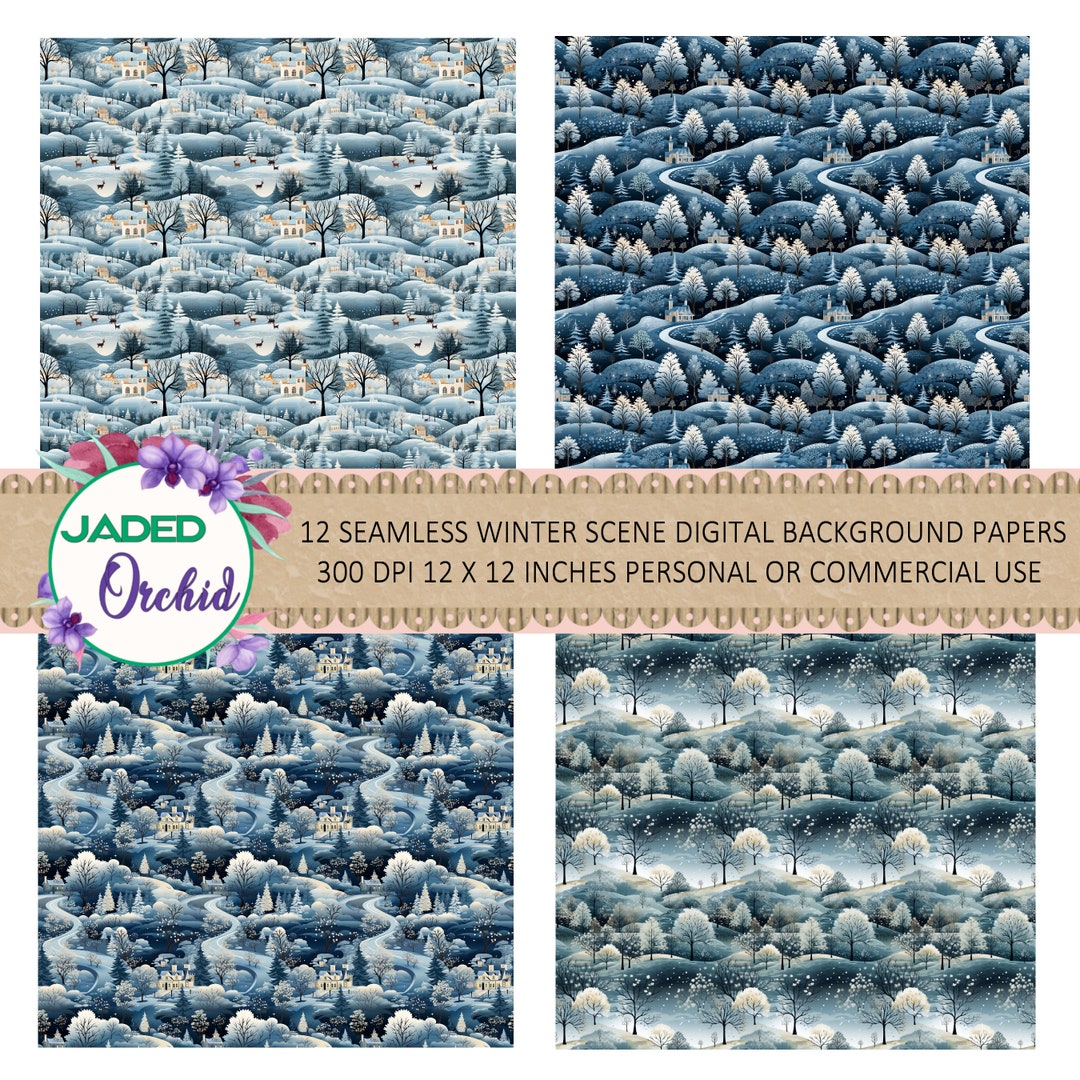 Wintertime Paper, Winter Wonderland Digital Seamless Background Paper ...