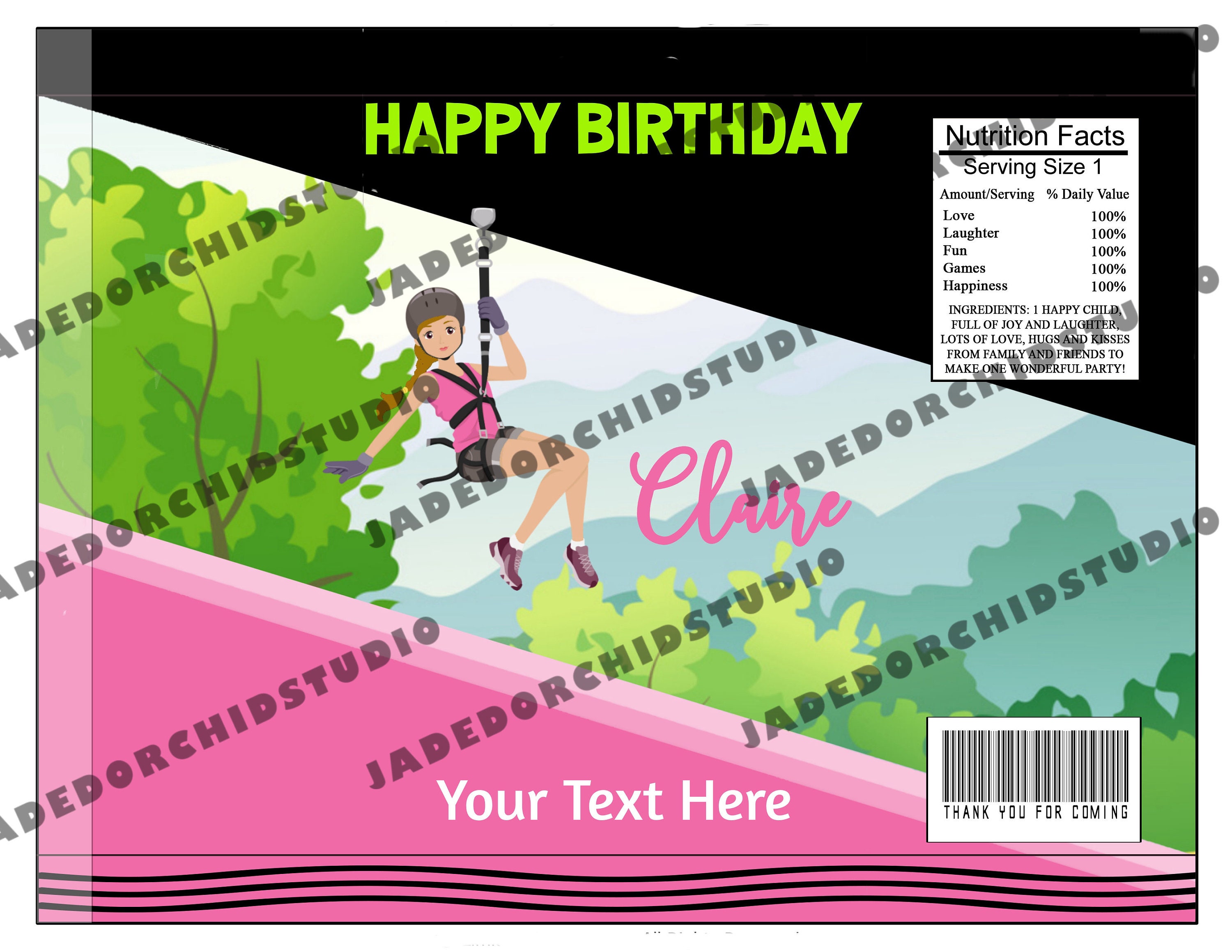 Party Favors & Games Printable Ziplining Party Chip Bag Label Editable ...