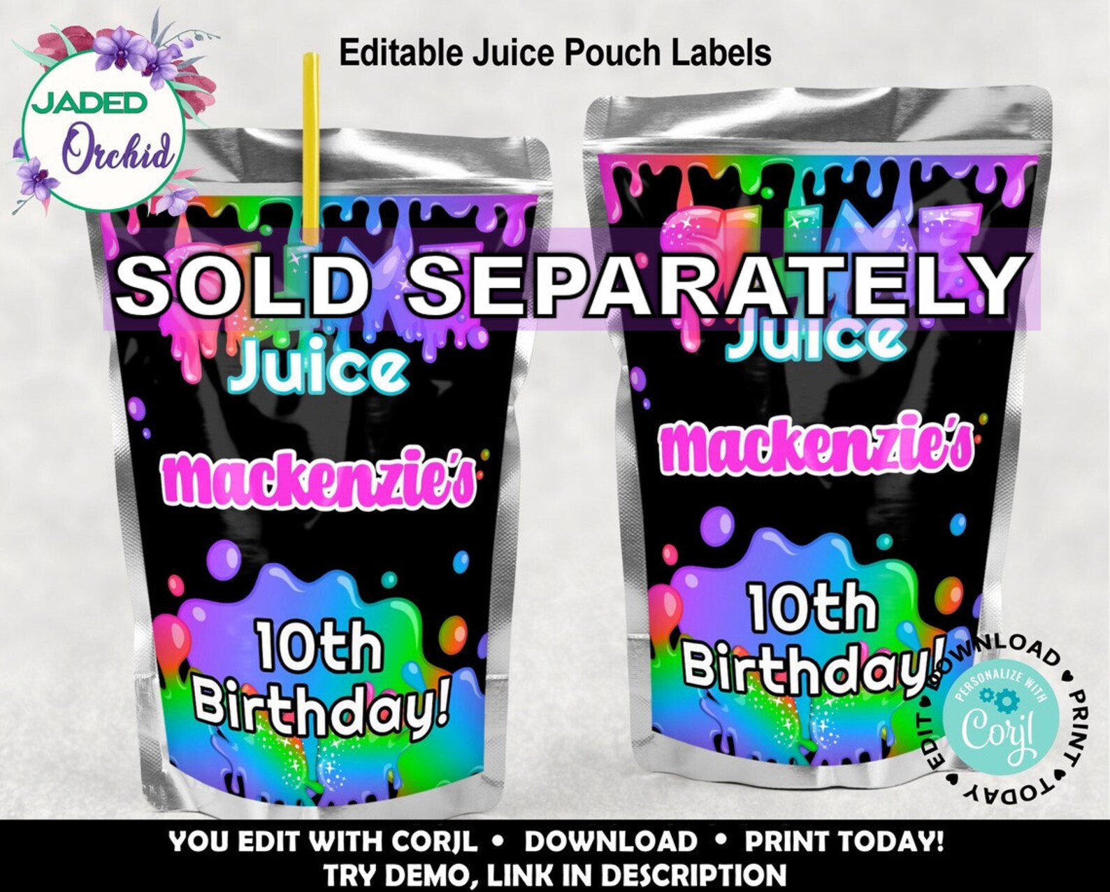 Slime Birthday Chip Bag Label Printable Slime Label - Etsy