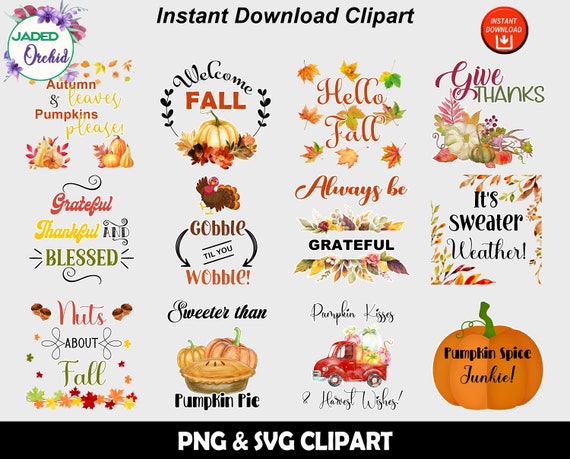 Fall Clipart Autumn Clipart Fall Sayings Clipart Autumn - Etsy